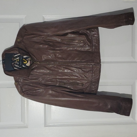 Black Rivet | Jackets & Coats | Black Rivet Brown Leather Moto Jacket ...